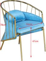 China Velvet Cushion Good Texture 51cm Wrought Iron Dining Chair for sale