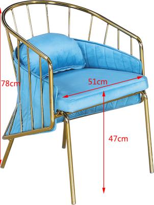 China Velvet Cushion Good Texture 51cm Wrought Iron Dining Chair for sale