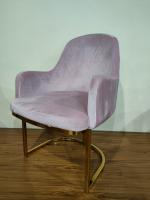 China Velvet Cushion U Shaped Base 57cm Wrought Iron Dining Chair for sale
