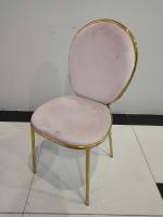 China Round Velvet Fabric 45cm 92cm Wrought Iron Dining Chair for sale