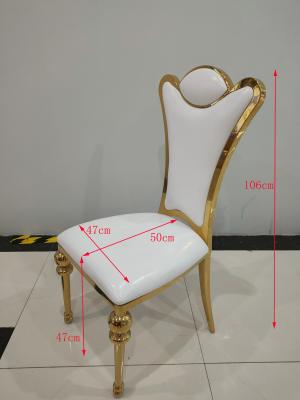 China White Leather 106cm Stainless Steel Leg Dining Chairs for sale