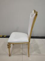 China White Leather 106cm Stainless Steel Leg Dining Chairs for sale