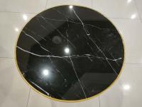 China 74cm Wrought Iron Coffee Table With Glass Top for sale