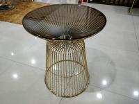 China Brown Surface 72cm Wrought Iron Glass Coffee Table for sale