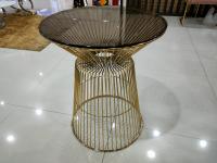 China Brown Surface 72cm Wrought Iron Glass Coffee Table for sale