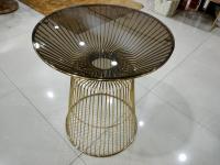 China Brown Surface 72cm Wrought Iron Glass Coffee Table for sale