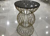 China Metallic Texture 50cm 73cm Wrought Iron Glass Coffee Table for sale
