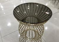 China Metallic Texture 50cm 73cm Wrought Iron Glass Coffee Table for sale