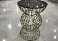 China Metallic Texture 50cm 73cm Wrought Iron Glass Coffee Table for sale