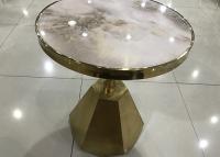 China Anti Collision 60cm Stainless Steel Marble Coffee Table for sale