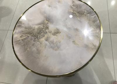 China Anti Collision 60cm Stainless Steel Marble Coffee Table for sale