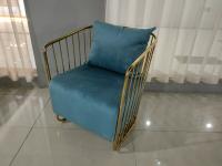 China Luxurious Velvet 59cm 76cm Wrought Iron Sofa Set for sale