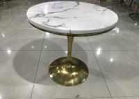 China 80cm Marble Top Metal Base Coffee Table for sale