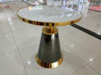 China Stainless Steel Nordic 70cm Round White Marble Side Table for sale
