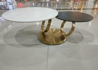 China 80cm 55cm Rotating Stainless Steel Marble Coffee Table for sale