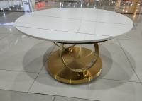 China 80cm 55cm Rotating Stainless Steel Marble Coffee Table for sale