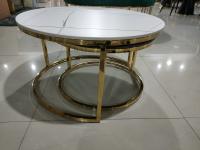 China Gilt 80cm 43cm Round Wrought Iron Coffee Table for sale
