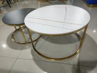 China Gilt 80cm 43cm Round Wrought Iron Coffee Table for sale