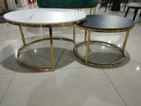 China Gilt 80cm 43cm Round Wrought Iron Coffee Table for sale