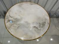 China 70cm 75cm Wrought Iron Coffee Table With Marble Top for sale