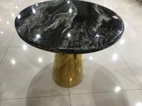 China Anti Collision Steel Frame 80cm Marble Top Coffee Table for sale
