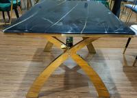 China Low Key Luxury 150*90cm Stainless Steel Marble Dining Table for sale