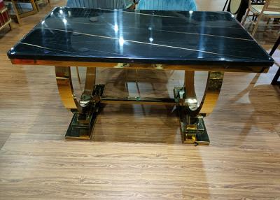 China Simple Leisure 150cm Stainless Steel Marble Dining Table for sale