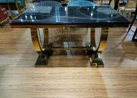 China Simple Leisure 150cm Stainless Steel Marble Dining Table for sale