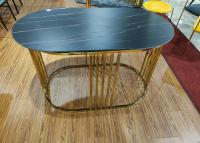China Elegant 130*70*75cm Stainless Steel Marble Dining Table for sale