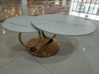 China Gold Plated 80cm 55cm Stainless Steel Marble Coffee Table for sale