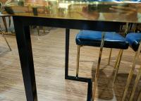 China Fire Stone Top 120*70*75cm Painting Wrought Iron Table for sale