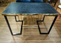 China Fire Stone Top 120*70*75cm Painting Wrought Iron Table for sale