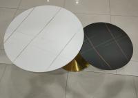 China 80cm 55cm Rotating Stainless Steel Marble Coffee Table for sale