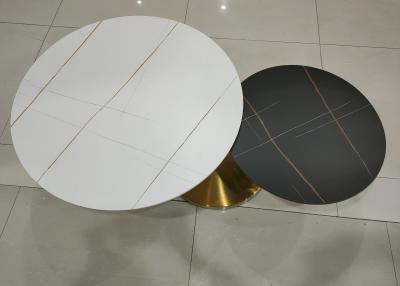 China 80cm 55cm Rotating Stainless Steel Marble Coffee Table for sale