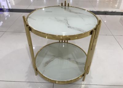 China Good Bearing Capacity 50cm Stainless Steel Glass Coffee Table for sale