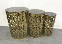China Three Piece Hollow 40cm Gold Plated Coffee Table for sale