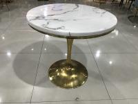 China 60kgs Gold White Contemporary Wrought Iron Marble Coffee Table for sale