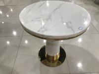 China 80cm Diameter Modern Wrought Iron Coffee Table With Marble Top for sale