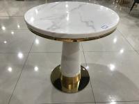 China 80cm Diameter Modern Wrought Iron Coffee Table With Marble Top for sale