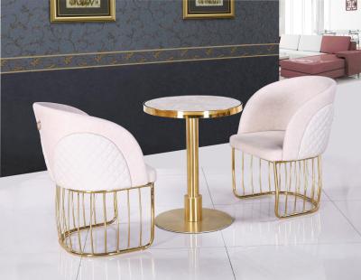 China 60cm Gold Metal Frame Small White Marble Coffee Table for sale