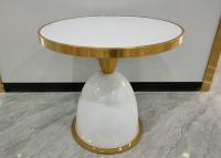 China Stainless Steel Rock Slab Gilded Wrought Iron Marble Coffee Table For Banquet for sale