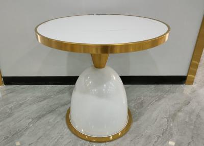 China Stainless Steel Rock Slab Gilded Wrought Iron Marble Coffee Table For Banquet for sale