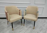 China Soft Bag Odm Brown Faux Leather Dining Chairs Black Powder Coated Metal for sale