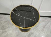 China Rock Slab Inlaid Black Powder Coated Metal Frame Coffee Table Modern for sale