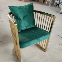 China French Modern Luxury 68cm Tall Velvet Arm Dining Chair Gold Legs for sale