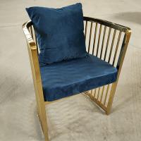 China French Modern Luxury 68cm Tall Velvet Arm Dining Chair Gold Legs for sale