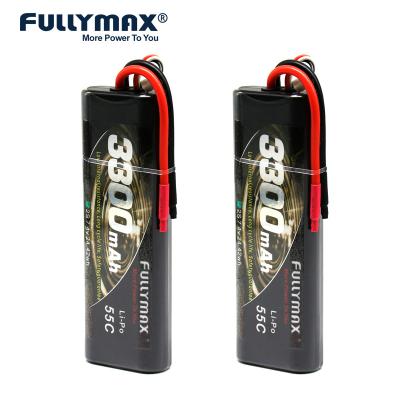China 55C 2S1P 7.4V 2s 3300mah Lipo 2 Cell Rc Battery 7.4v Car Models Round Hard Case for sale