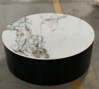 China Modern Round Coffee Table with Ceramic Marble Top - Black/Walnut Finish, E1 MDF Base, 15-20 Day Delivery for sale