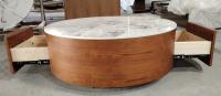 China Modern Round Coffee Table with Ceramic Marble Top - Black/Walnut Finish, E1 MDF Base, 15-20 Day Delivery for sale