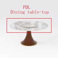 China Modern Solid Wood Base Dining Table Set Ø1350/1500xH750cm with Marble or Glass Top - Stainless Steel Frame for sale